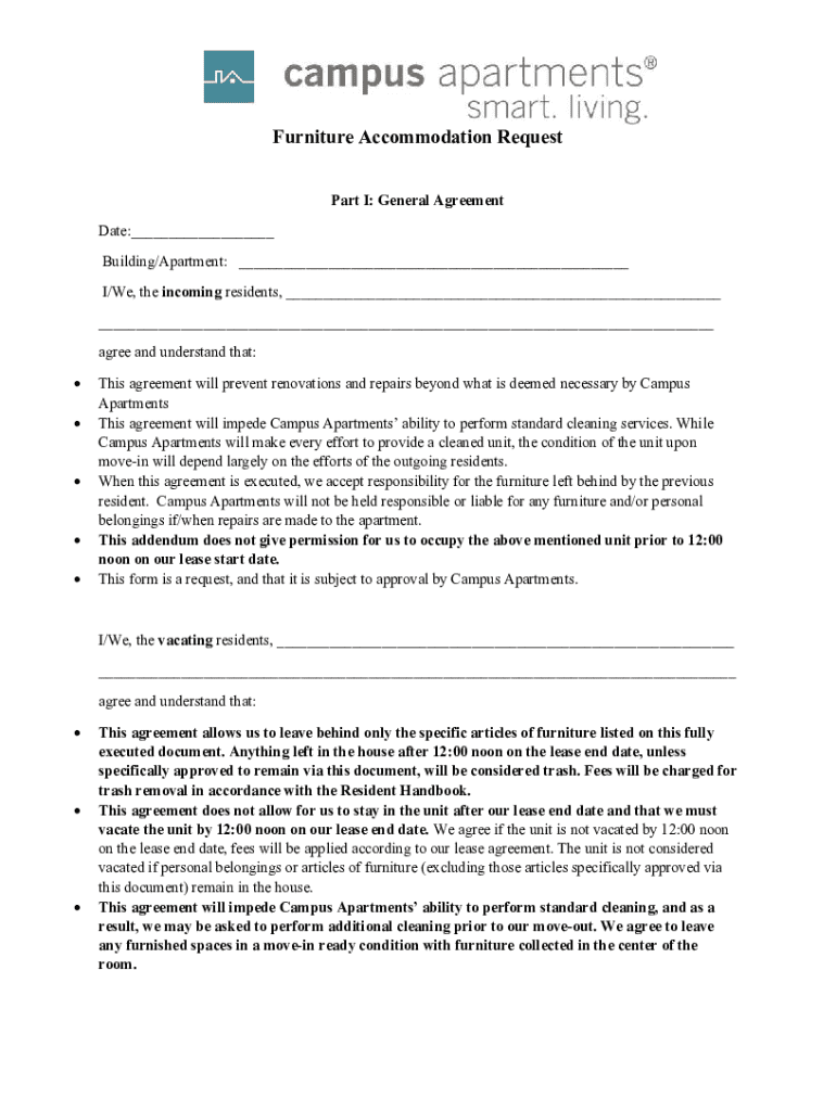 Fillable Online Furniture Accommodation Request 2024 Fax Email Print - pdfFiller