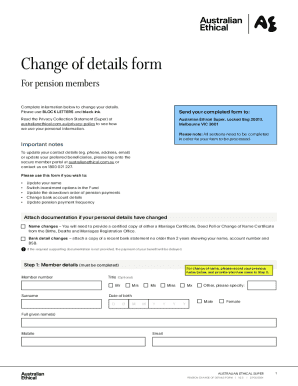 Fillable Online Australian Ethical Super Pension Change of Details Form ...