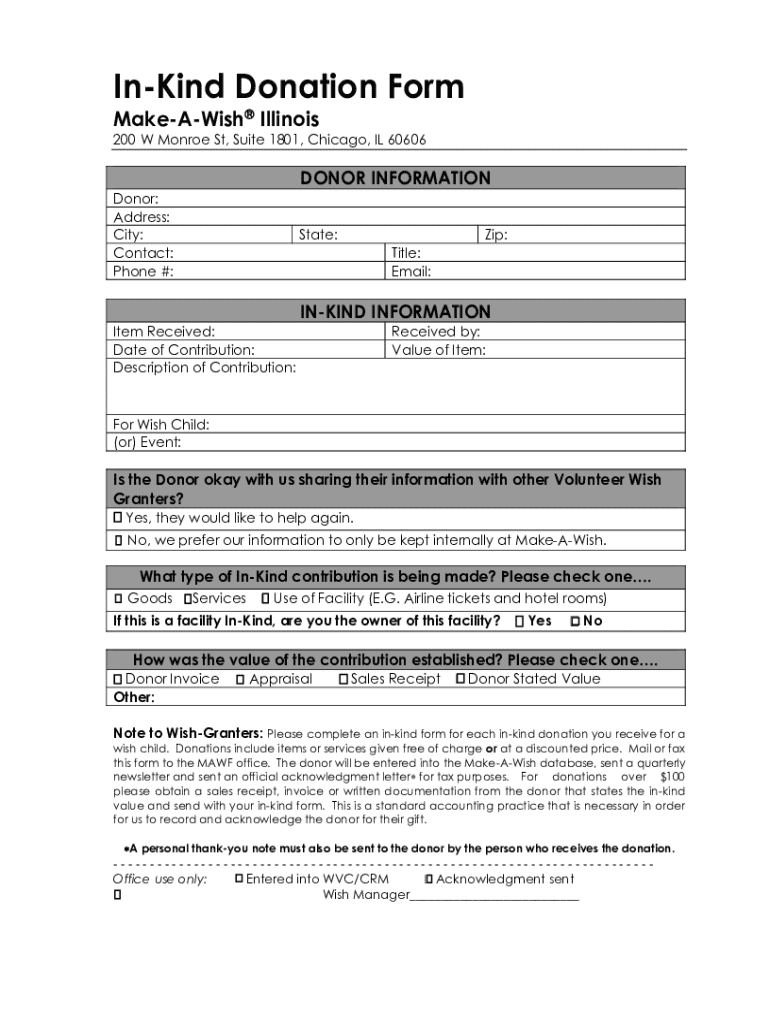 Fillable Online Donation Form - Make-A-Wish Foundation Fax Email Print ...