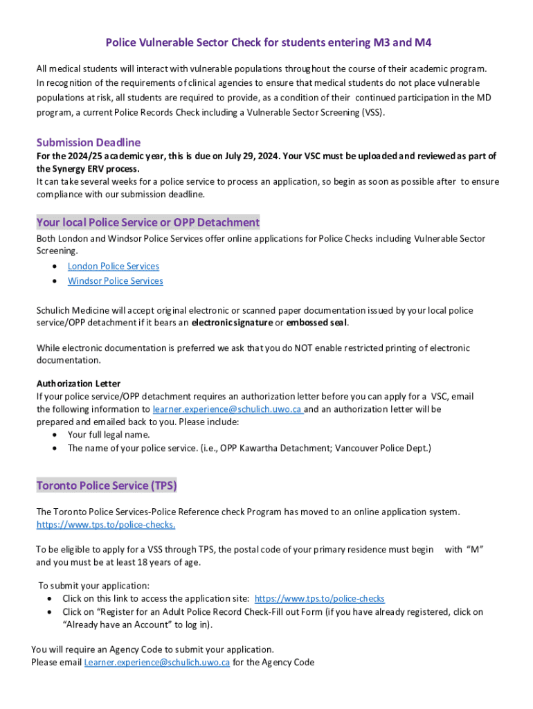 Fillable Online Police Vulnerable Sector ScreeningFaculty of Health ...