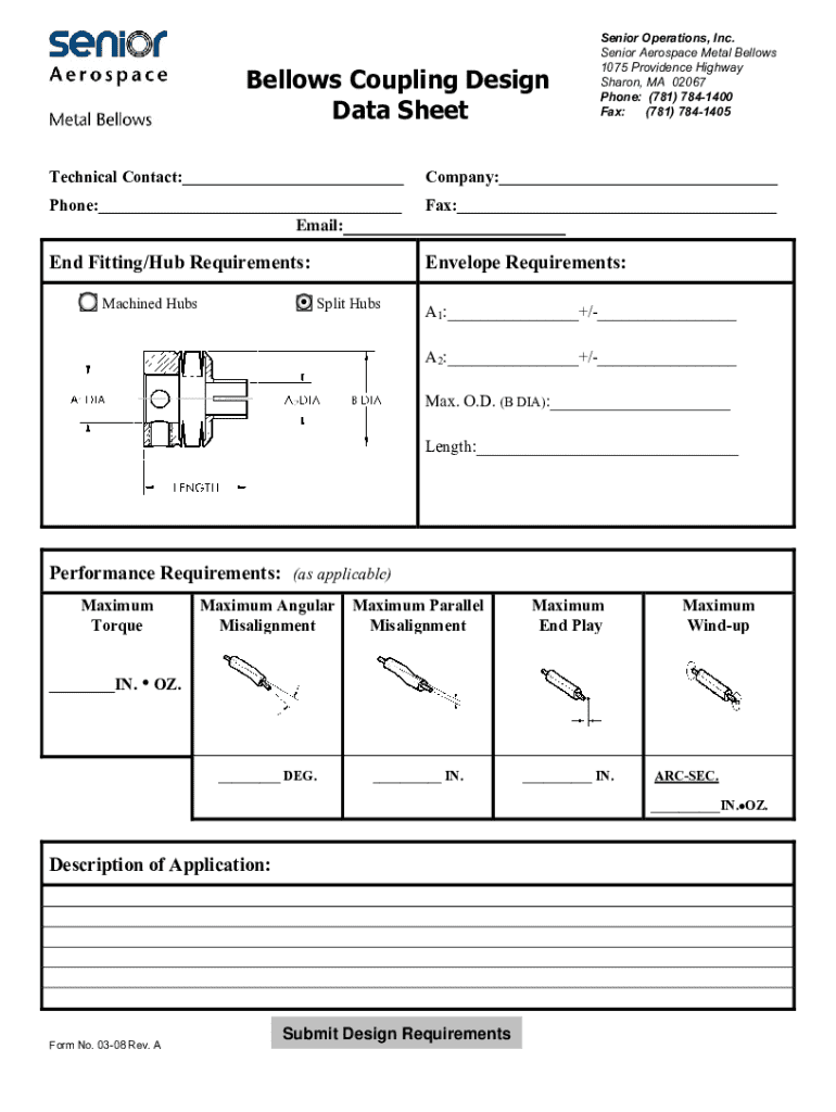 Fillable Online Bellows Coupling Design Data Sheet 03-08 Rev A.doc Fax ...