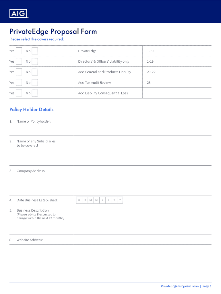 Fillable Online PrivateEdge Proposal Form Fax Email Print - pdfFiller
