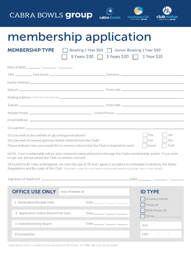 Fillable Online A4 Group Membership Application Form Fax Email Print - pdfFiller