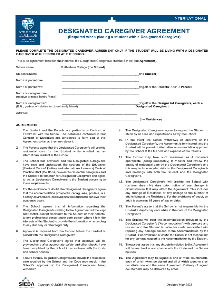 Fillable Online Are there guidelines for making a caregiver agreement? Fax Email Print - pdfFiller
