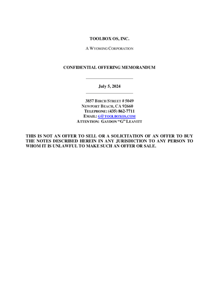 Fillable Online Toolbox OS Fax Email Print - pdfFiller