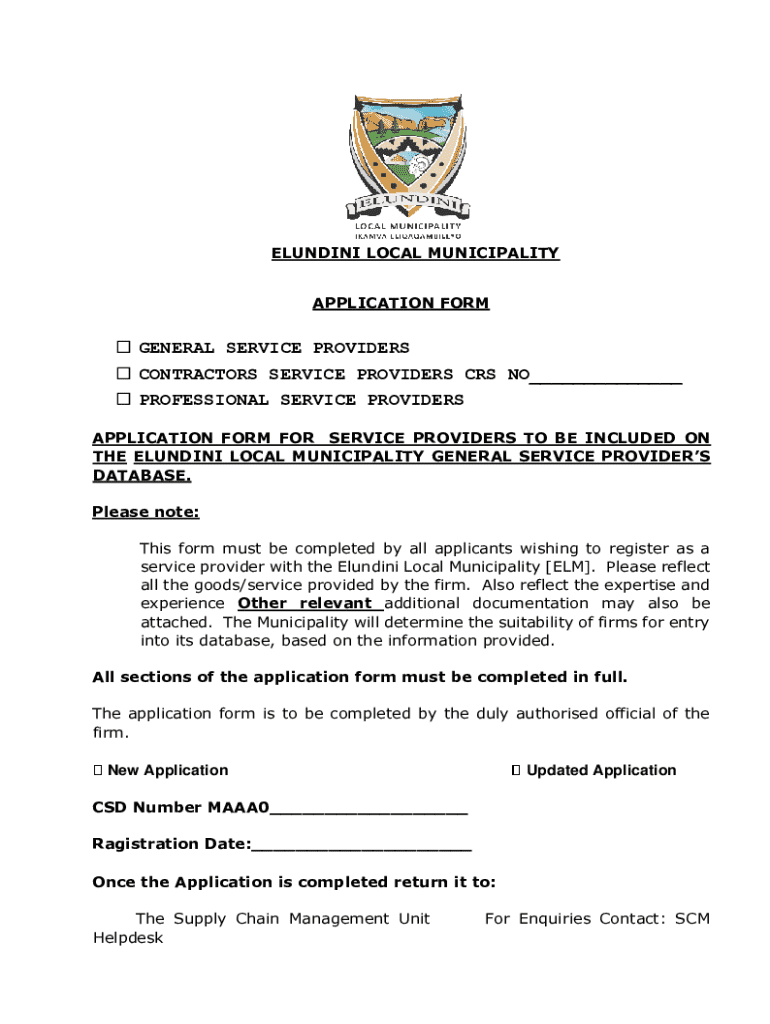 Fillable Online General Service Providers DataBase Application Form Fax ...