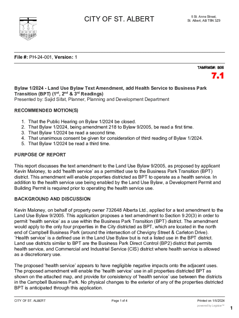 Fillable Online Land Use Bylaw / City of St. Albert Fax Email Print - pdfFiller