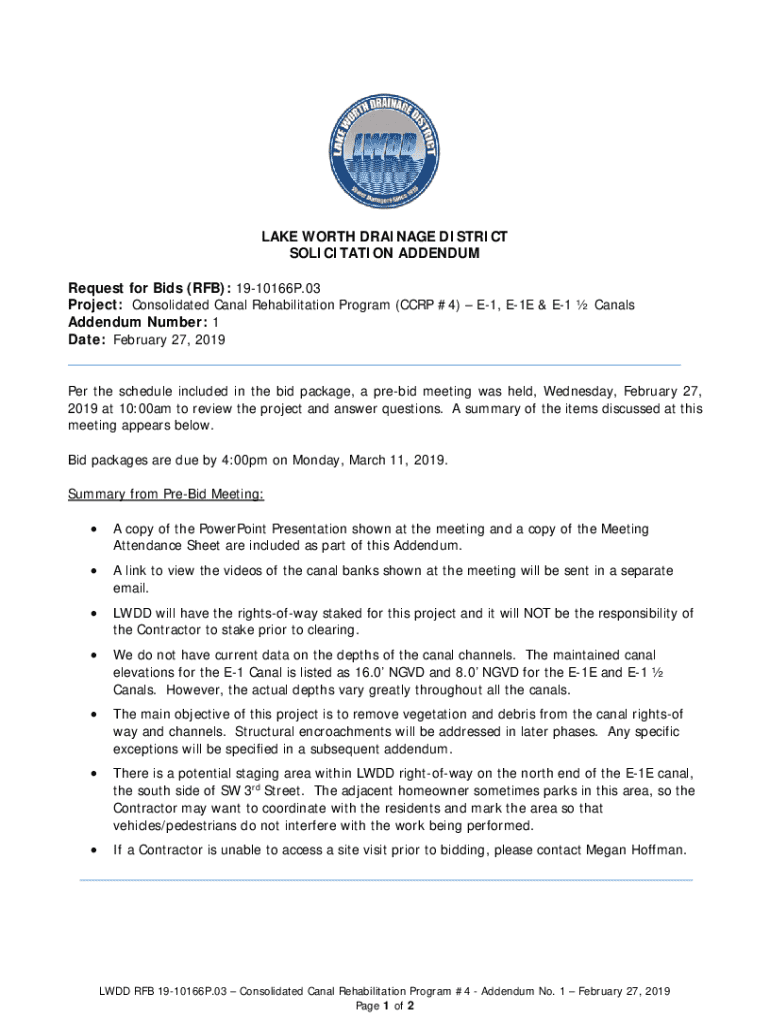 Fillable Online 19-10166P.03 Project: Consolidated Canal Rehabilitati Fax Email Print - pdfFiller