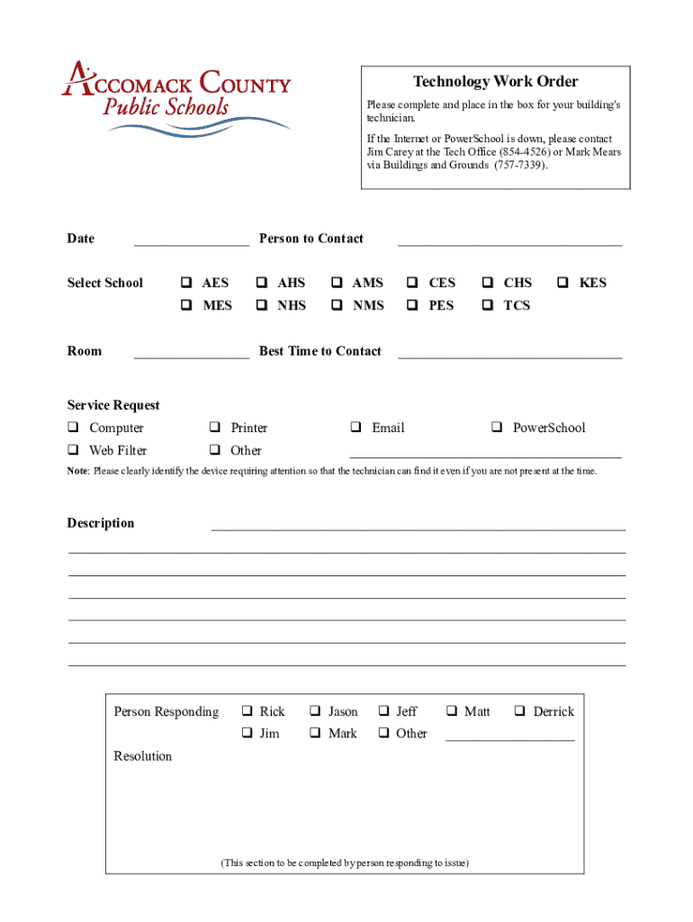 Fillable Online Technology Work Order Fax Email Print - pdfFiller