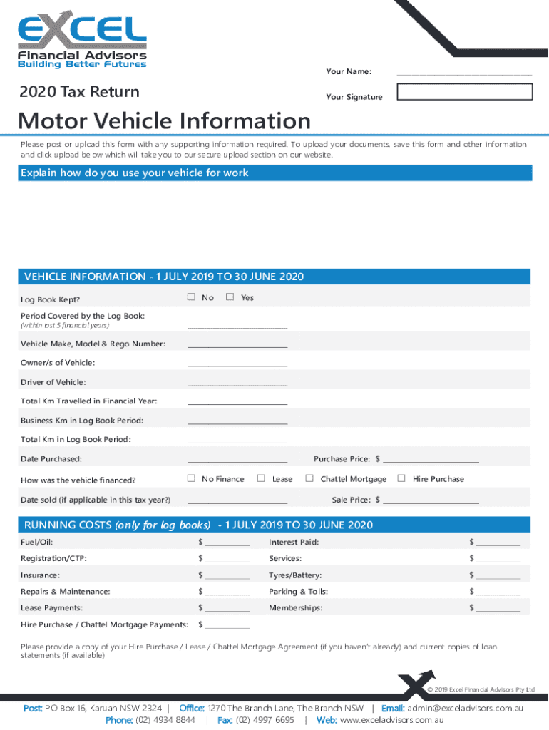Fillable Online 2020 Motor Vehicle Information. Tax 2020 Fax Email ...