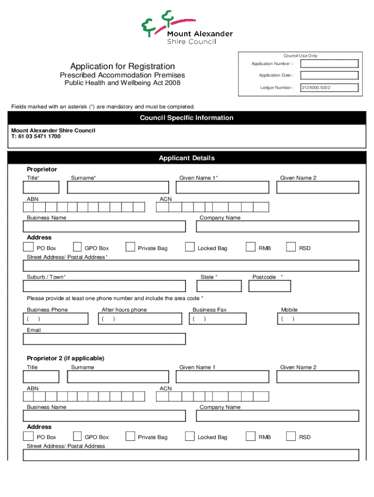 Fillable Online Application for Registration Prescribed Accommodation ... Fax Email Print ...