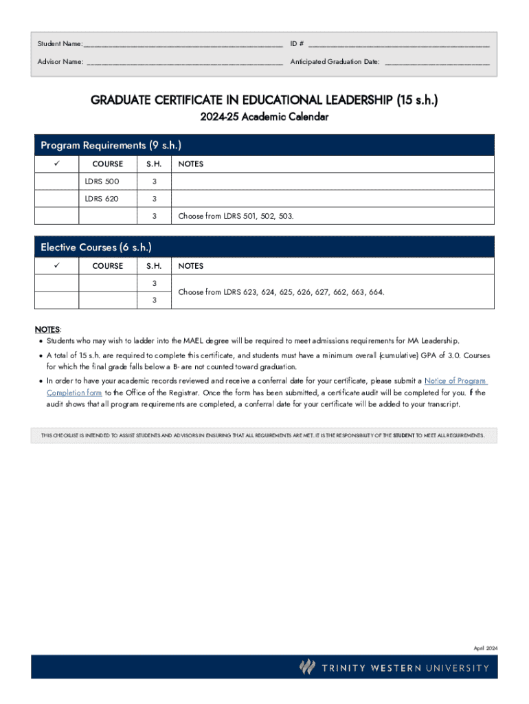 Fillable Online Strategic Educational Leadership (Certificate, M.Ed.,Ed ...