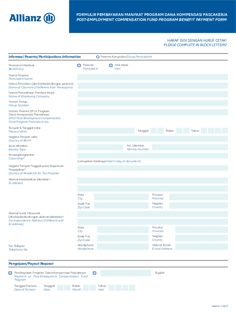 Fillable Online Formulir Withdrawal Dan Klaim Manfaat Pensiun Dplk ( ... Fax Email Print - pdfFiller