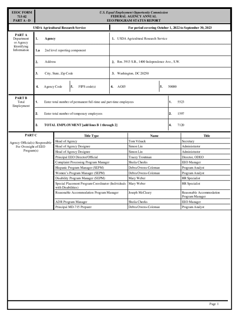 Fillable Online AGFP Federal Agency Annual EEO Program Status Report ...