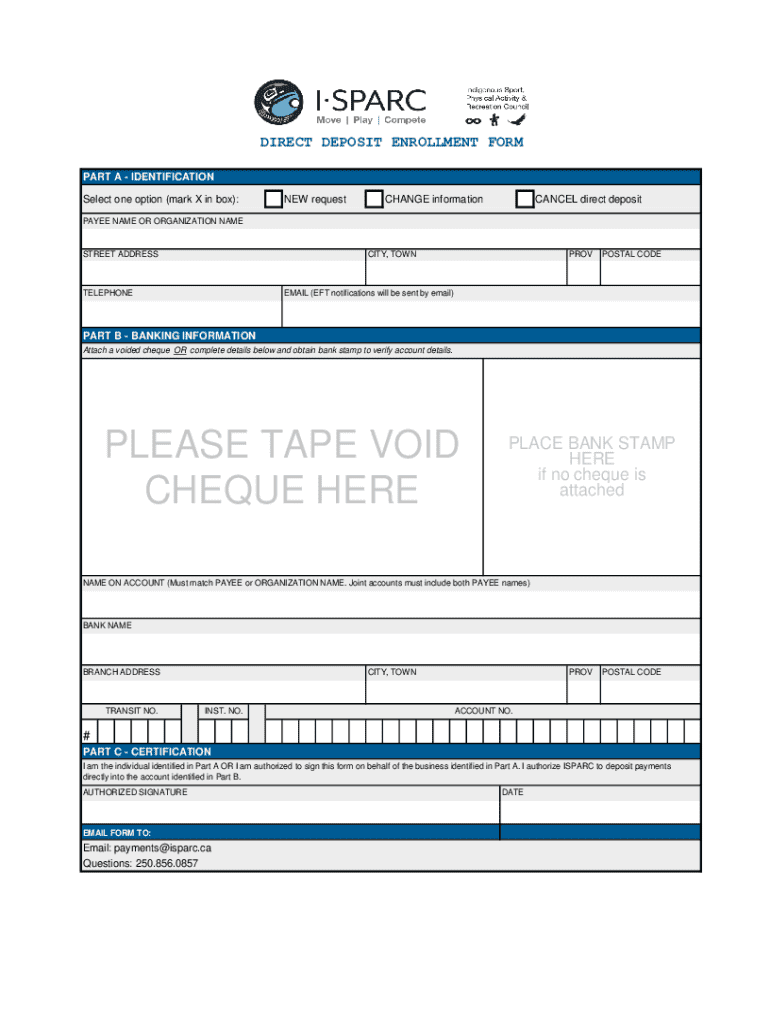 Fillable Online PLEASE TAPE VOID CHEQUE HERE Fax Email Print - pdfFiller