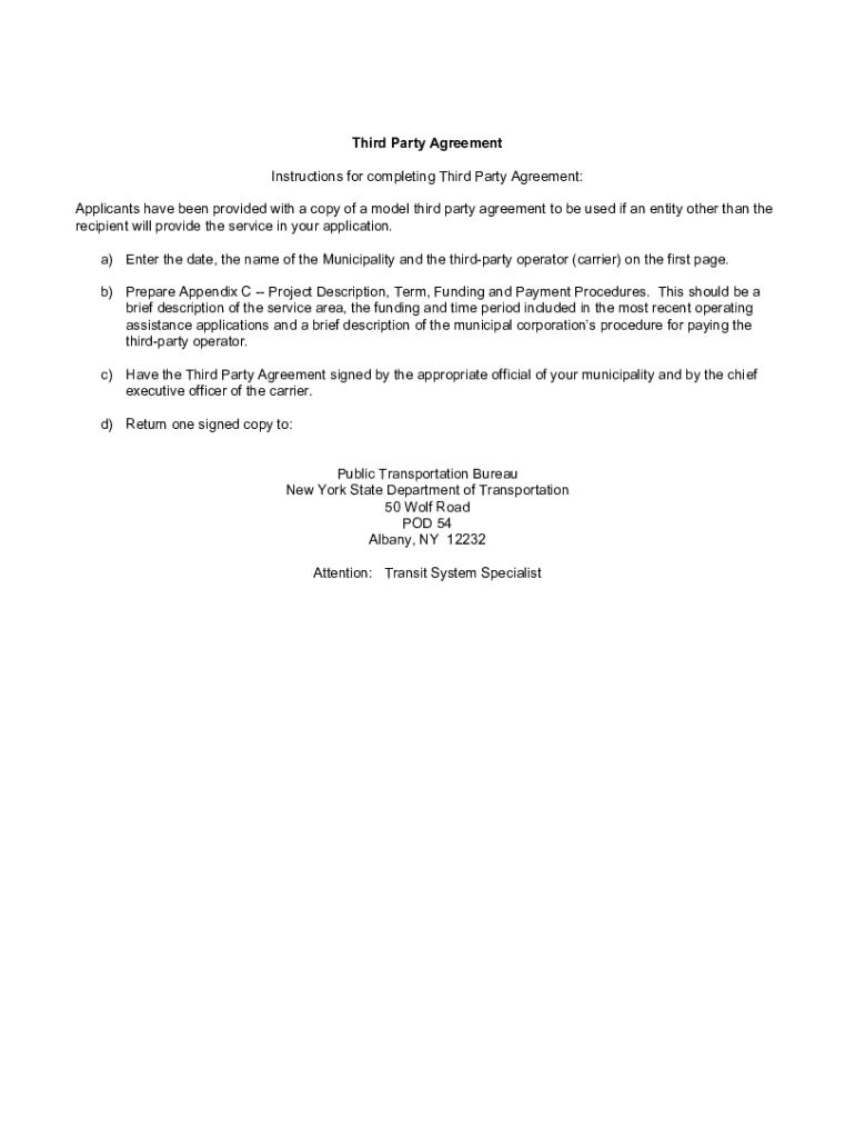 Fillable Online Instructions for completing Third Party Agreement: Fax ...