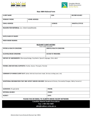 Fillable Online Abin Referral Form Fax Email Print - pdfFiller