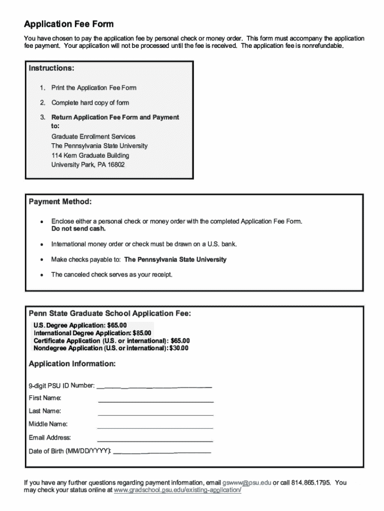 Fillable Online Using the Application Fee Form Fax Email Print - pdfFiller