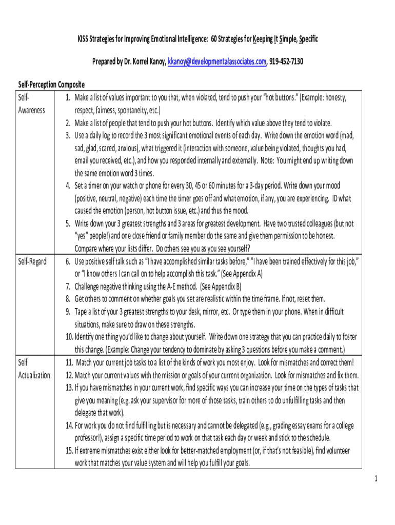 Fillable Online KISS Strategies for Improving Emotional Intelligence ...