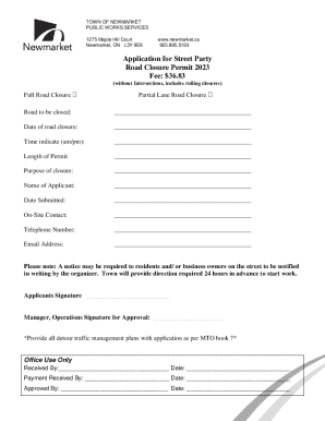 Fillable Online Application for Street Party Road Closure Permit 2023 ...