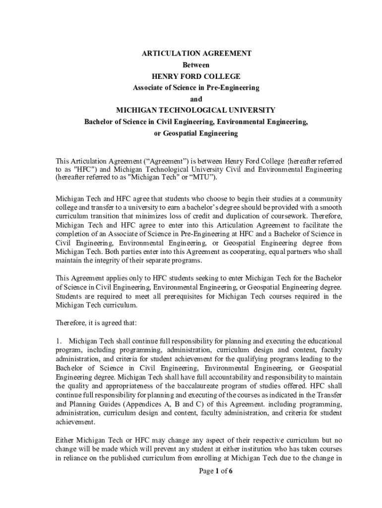 Fillable Online articulation agreement - HFC Catalog Fax Email Print - pdfFiller