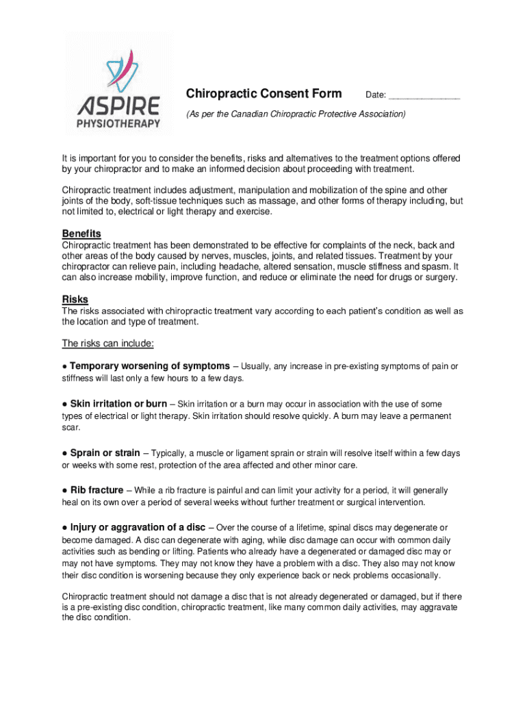 Fillable Online Consent Form - Chiropractic Fax Email Print - pdfFiller