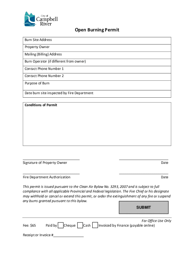 Fillable Online Burn permit required for Fire pit burning of wood? Fax Email Print - pdfFiller