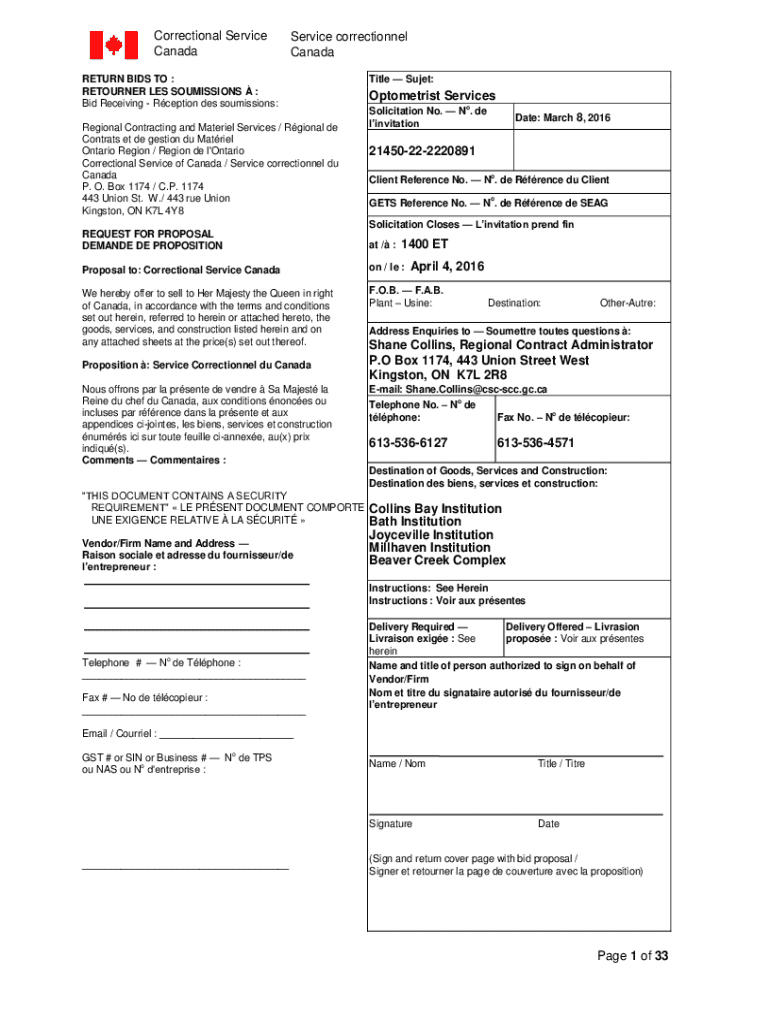 Fillable Online Correctional Service of Canada / Service correctionnel ...