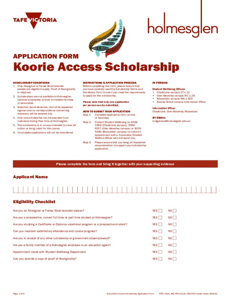 Fillable Online Aboriginal and Torres Strait Islander Entry Scholarship Fax Email Print - pdfFiller