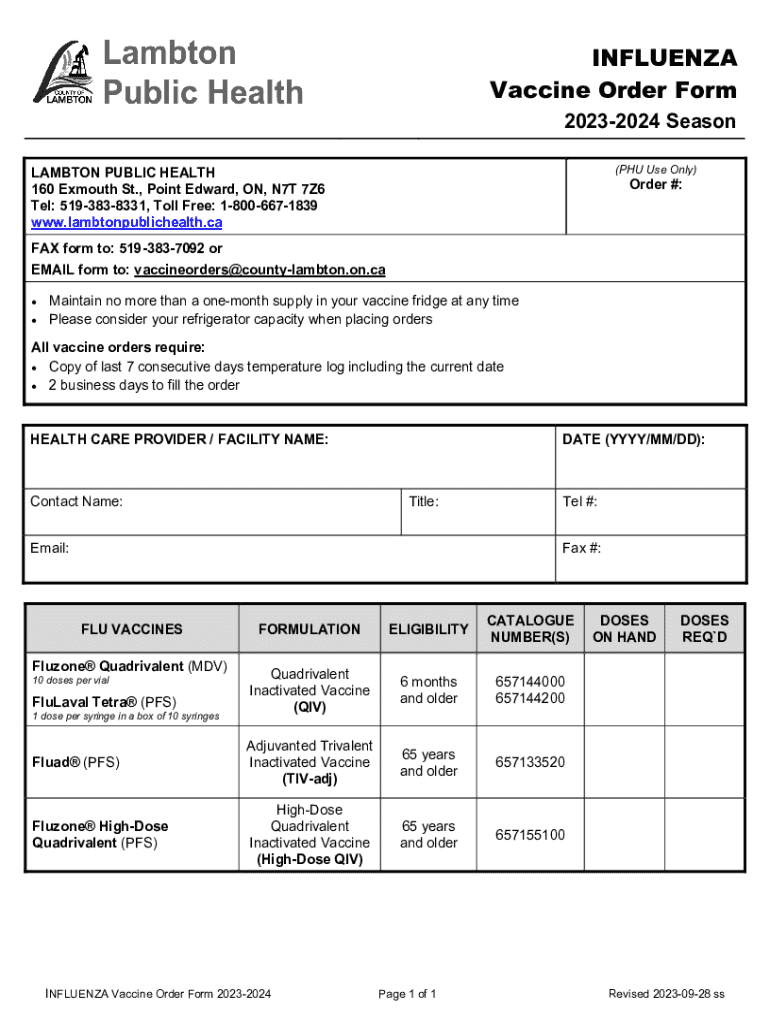 Fillable Online Digital Vaccines & Vaccine Supplies Order Form Fax ...