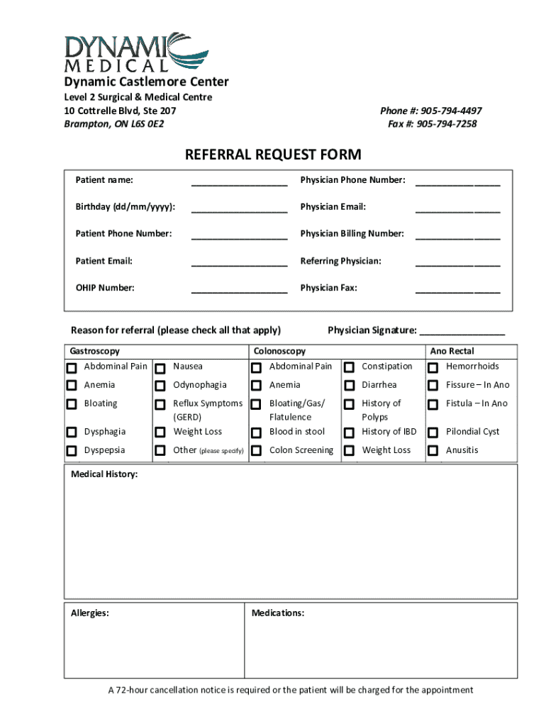 Fillable Online Castlemore Endoscopy and Digestive Disease Clinic Fax Email Print - pdfFiller