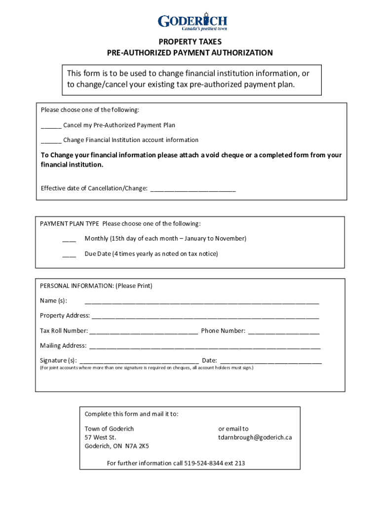 Fillable Online Pre-authorized-payment-plan-change-or-cancel-form. ... Fax Email Print - pdfFiller