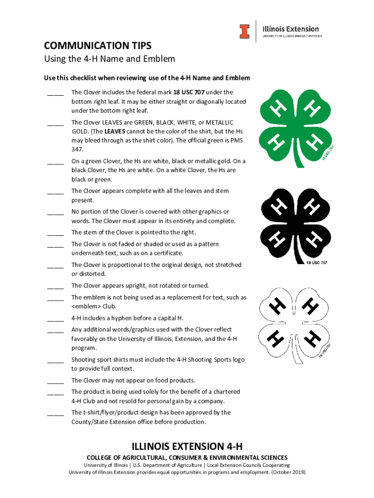 Fillable Online COMMUNICATION TIPS - Using the 4-H Name and Emblem Fax ...