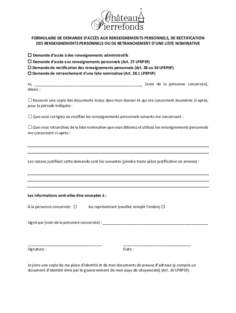 Remplissable en ligne Demande de rectification d\'un renseignement ...