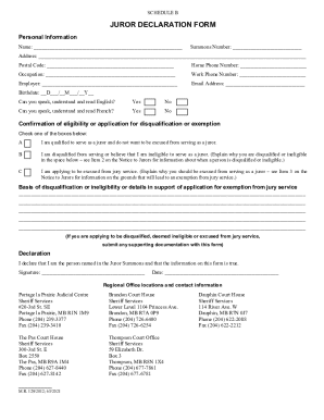 Fillable Online Juror Declaration Form - Schedule B - Fillable Personal ...
