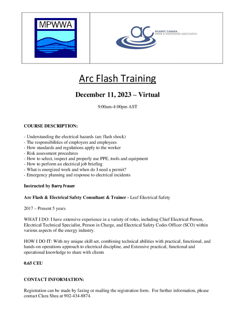 Fillable Online Electrical Arc Flash Safety NFPA 70E Standard Online Training Fax Email Print ...