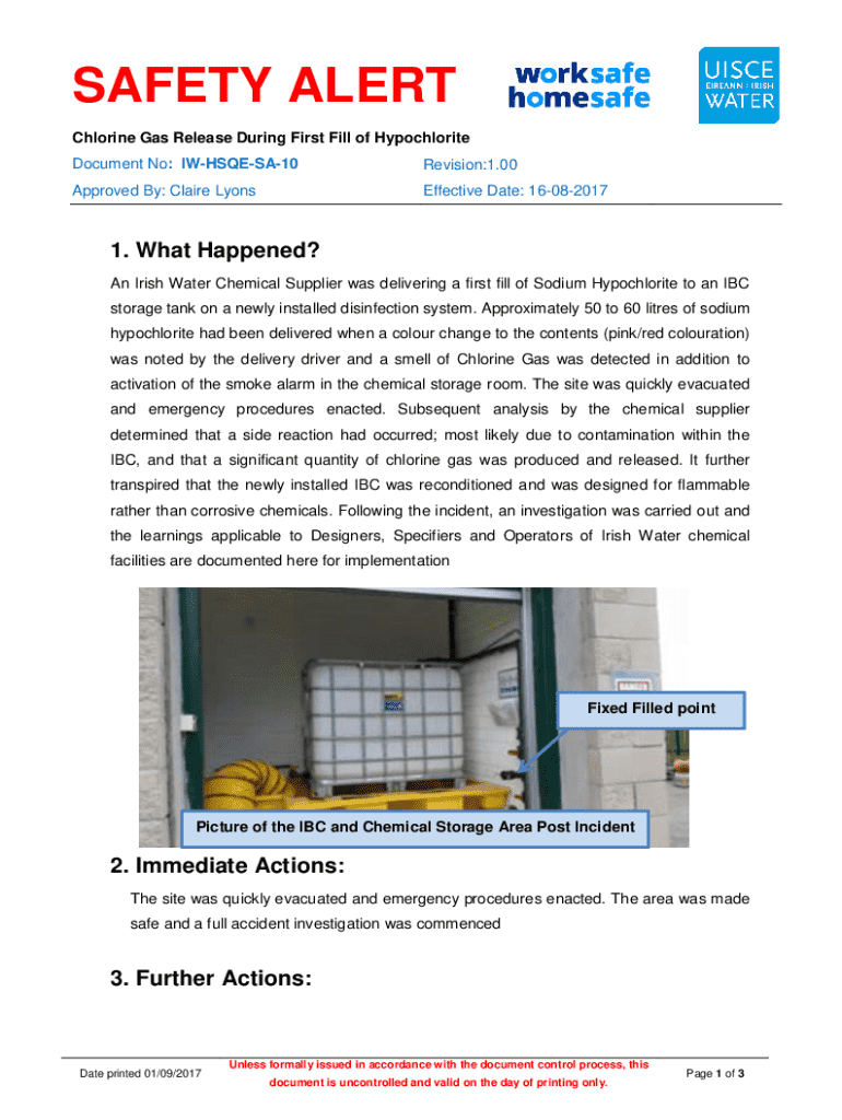 Fillable Online IW-HSQE-SA-10 Chlorine Gas Release During First Fill of ... Fax Email Print ...