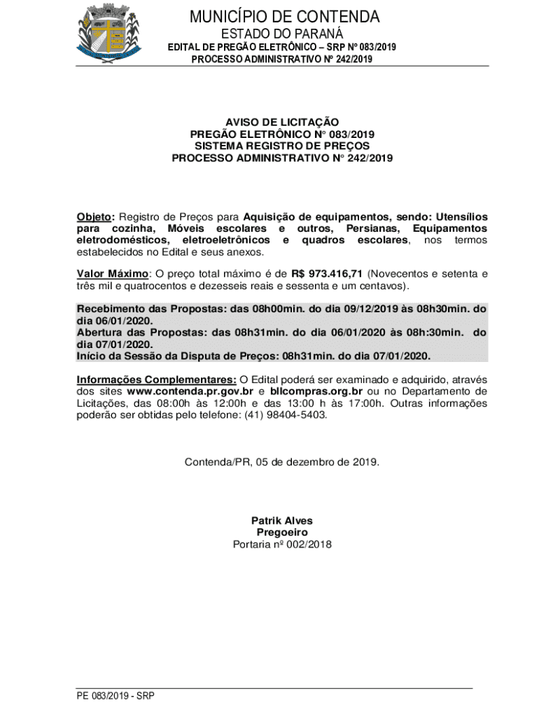 Preenchível Online Objeto: Registro de Preos para Aquisio de equipamentos, sendo: Utenslios Fax ...