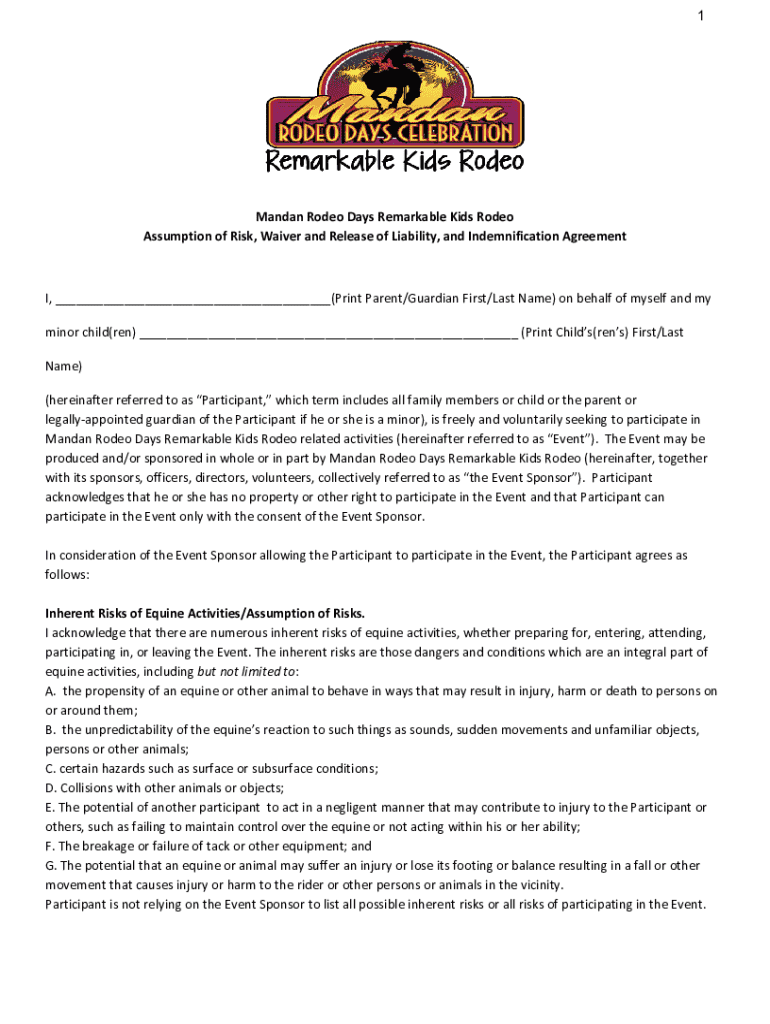 Fillable Online star of texas fair & rodeo release of liability ...