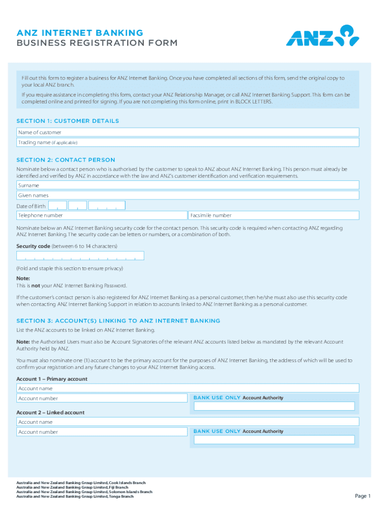 Fillable Online Anz Business One Maintenance Form - Fill Online ...