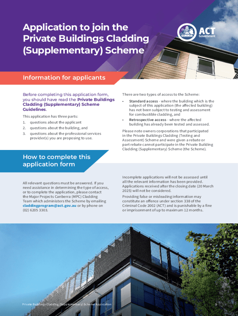 Fillable Online Application to join the Private Buildings Cladding (Supplementary) Scheme ...