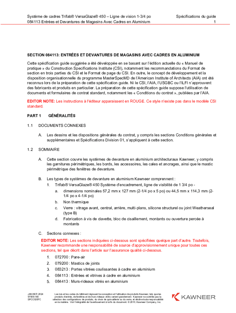 Remplissable en ligne Trifab VersaGlaze 450 Framing System 1-3/4 ...