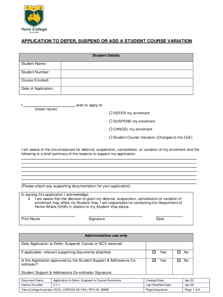 Fillable Online Application to Defer form Fax Email Print - pdfFiller