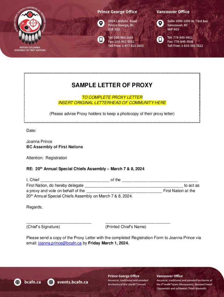 Fillable Online Proxy Sample Letter - Fill Online, Printable, Fillable ...