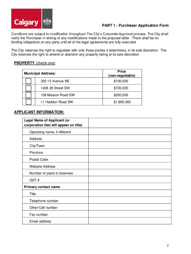 Fillable Online PART 1 - Purchaser Application Form Fax Email Print - pdfFiller