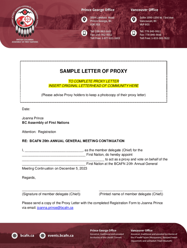 Fillable Online 2023 AGM Proxy Template LetterPDF Fax Email Print - pdfFiller