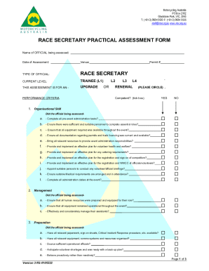Fillable Online Motorcycling Australia Race Secretary Practical Assessment Form Fax Email Print ...
