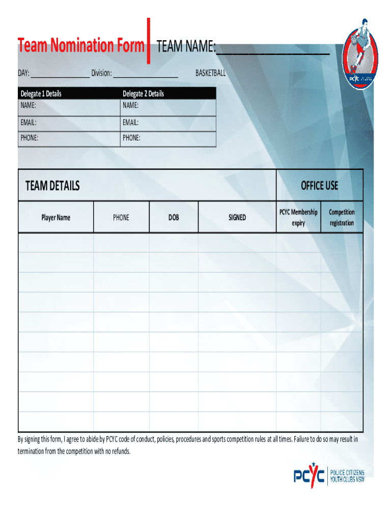 Fillable Online RFS Delegate Nomination Form Fax Email Print - pdfFiller