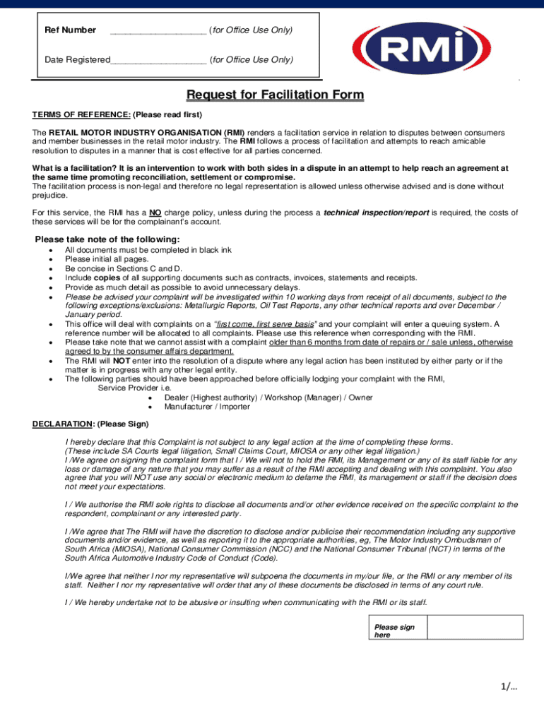 Fillable Online Request for Facilitation Form Fax Email Print - pdfFiller