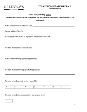 Fillable Online Tenant Registration Form & Guidelines Fax Email Print ...